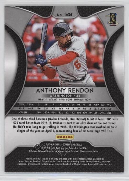 2019 Panini Prizm Tier II Anthony Rendon #138 | eBay