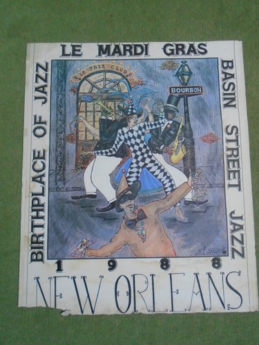 GEORGE LUTTRELL II SIGNED POSTER LITHO - LE MARDI GRAS BASIN STREET ...