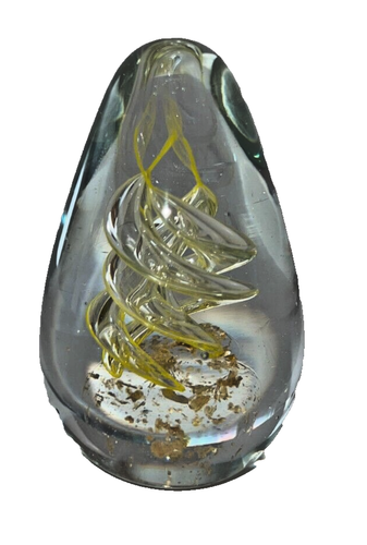Tear Drop-Shaped Paperweight Yellow Clear Spiral Pattern | eBay