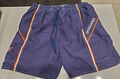 Speedo Logo Men’s Lifeguard Swim Blue & Orange Trunks Shorts Men's Size ...