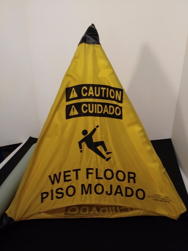 HANDY CONE WET FLOOR SAFETY CONE WITH WALL-MOUNT STORAGE TUBE | eBay