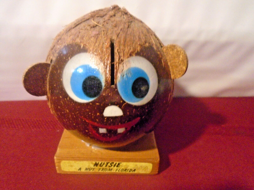 VINTAGE NUTSIE COCONUT BANK Monkey? TROPIC ART NOVELTY MIAMI FLORIDA | eBay