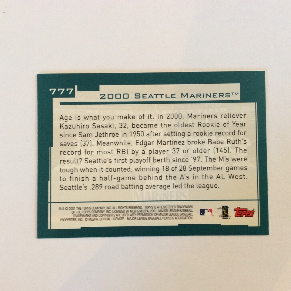 2001 Topps #777 Seattle Mariners TC Seattle Mariners | eBay