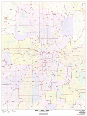Kansas City, Missouri ZIP Codes Laminated Wall Map (MSH) | eBay