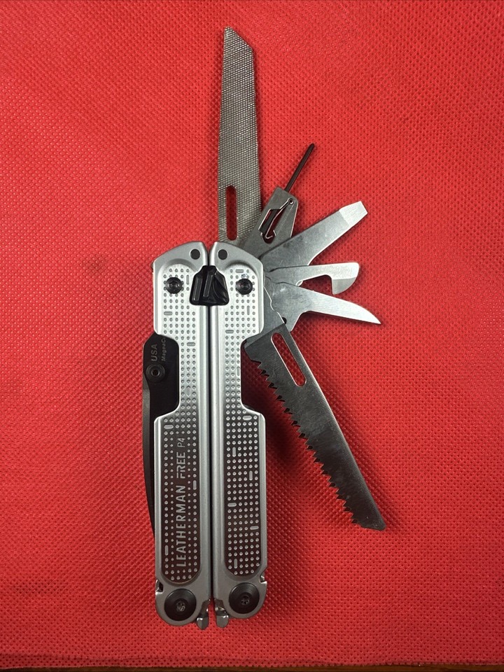 New Custom Black & Stainless Leatherman Free P4 w/ ARC Blade file Awl ...