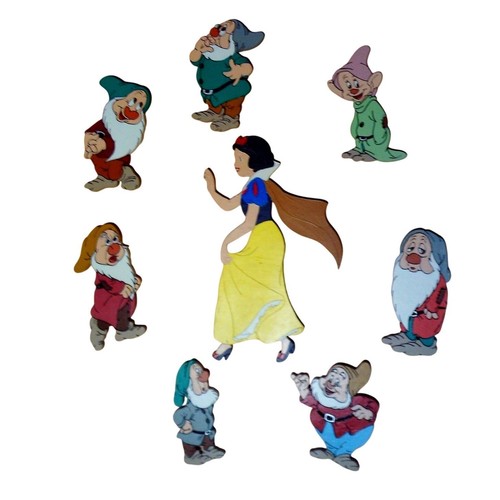 Snow White & 7 Dwarfs Wooden Wall art Sign / Decor with 8 Sawtooth ...