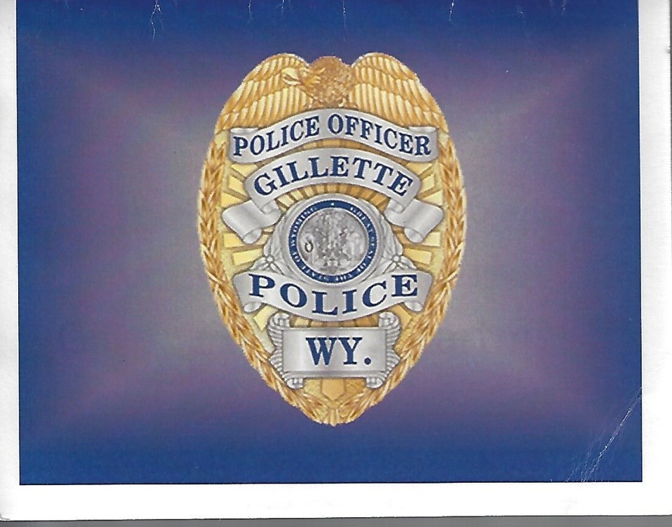 Gillette Police (Wyoming) Shoulder Patch in a Department Thank You Card ...