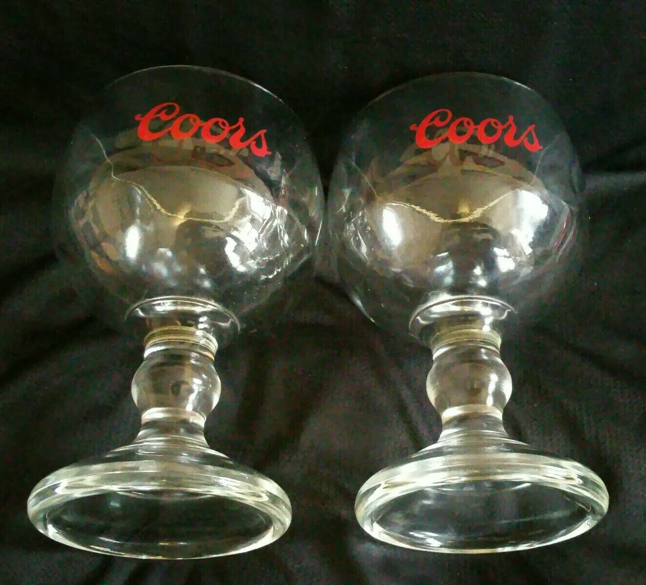 Vintage Coors Beer 16 OZ Heavy Glass Stemmed Beer Goblets Lots Of 2 | eBay