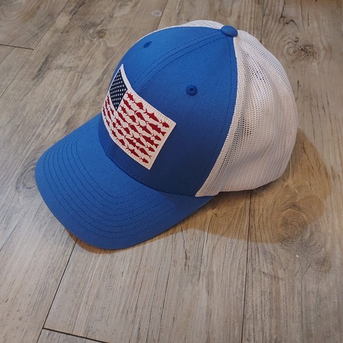 Columbia PFG Hat Mens Snapback Adjustable Cap Fishing USA Flag Mesh ...