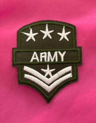 Army Star Rank Patch Iron On Embroidered Applique OD Green White ...