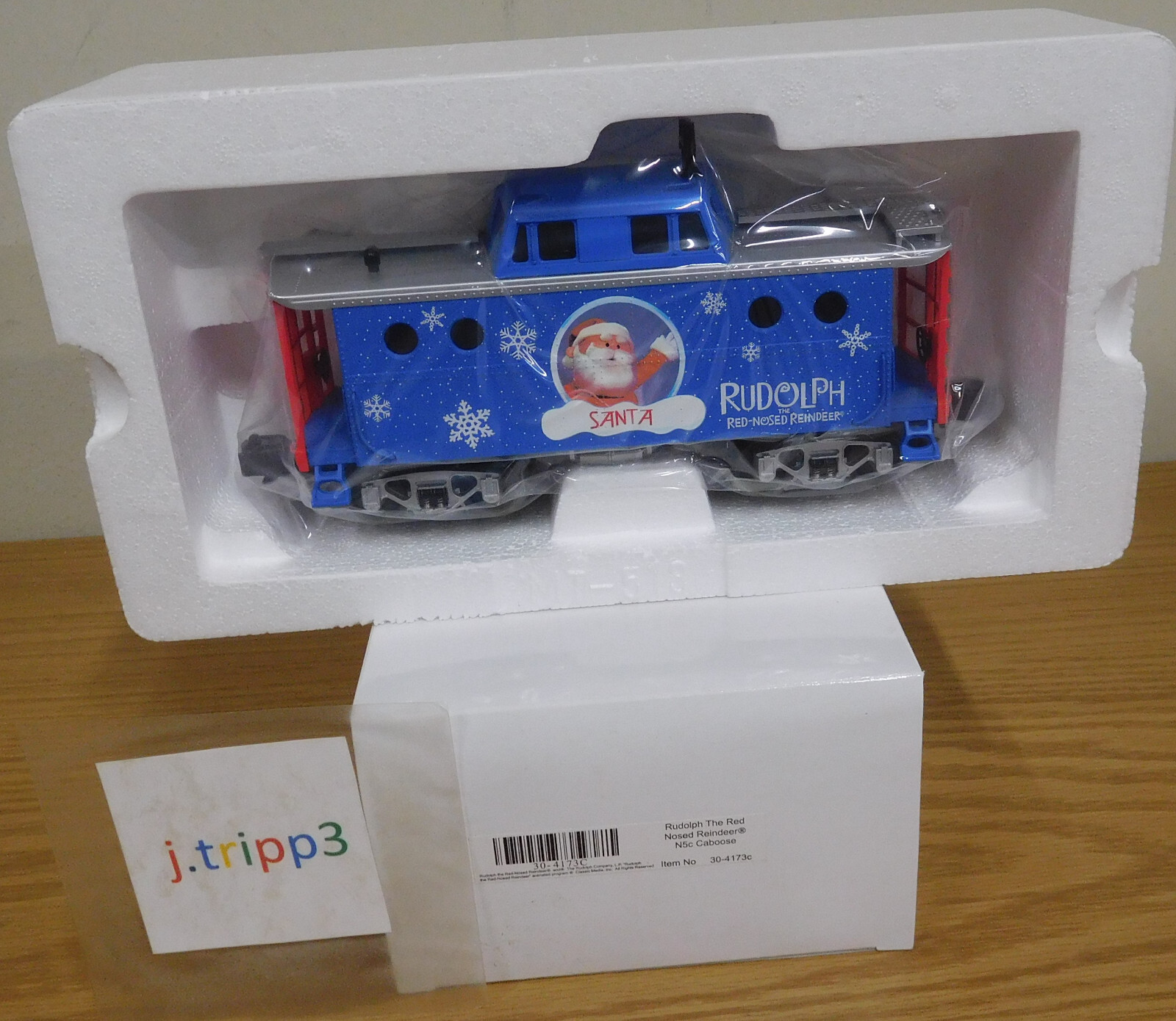 MTH RAILKING 30-4173c RUDOLPH RED NOSED REINDEER CABOOSE O GAUGE TRAIN ...