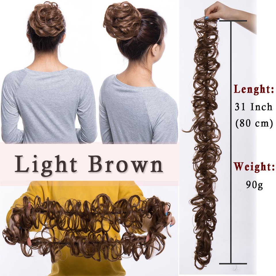 Scrunchie Updo Wrap Curly Messy Bun Hair Piece Hair Extensions Real as ...