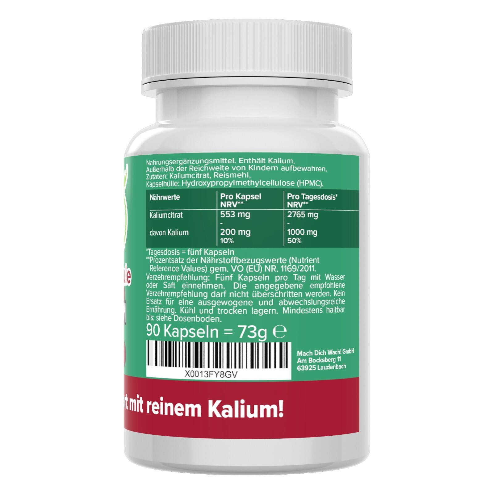 Kalium Kapseln - Kaliumcitrat - 200mg Kalium - deutsche Qualität ...