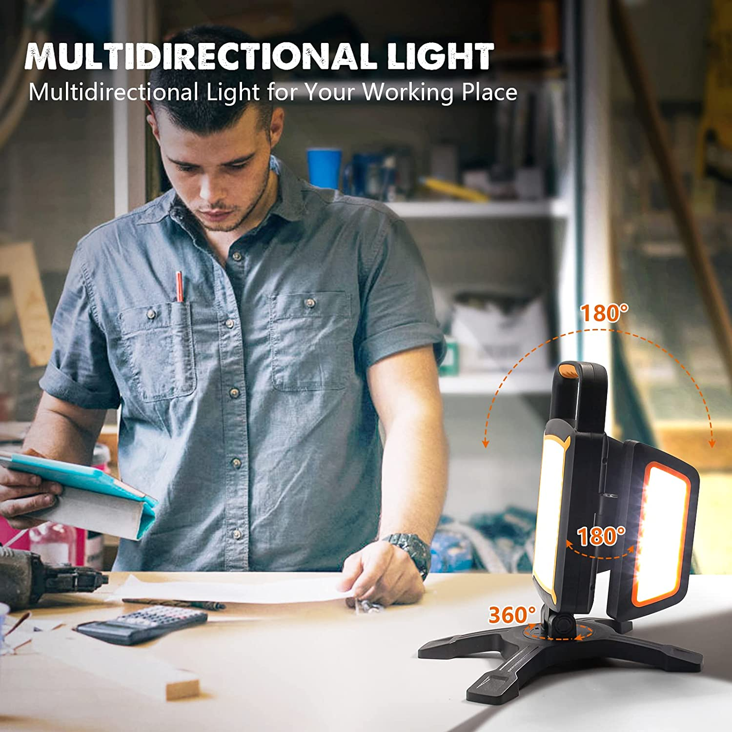 SYLSTAR LED Strahler Akku 30W, 3000LM Super Hell Baustrahler Mit Magnet ...