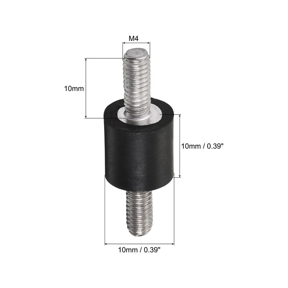 M4 Rubber Mounts 6pcs Male/Male Shock Absorber Garage Reverse Impact ...