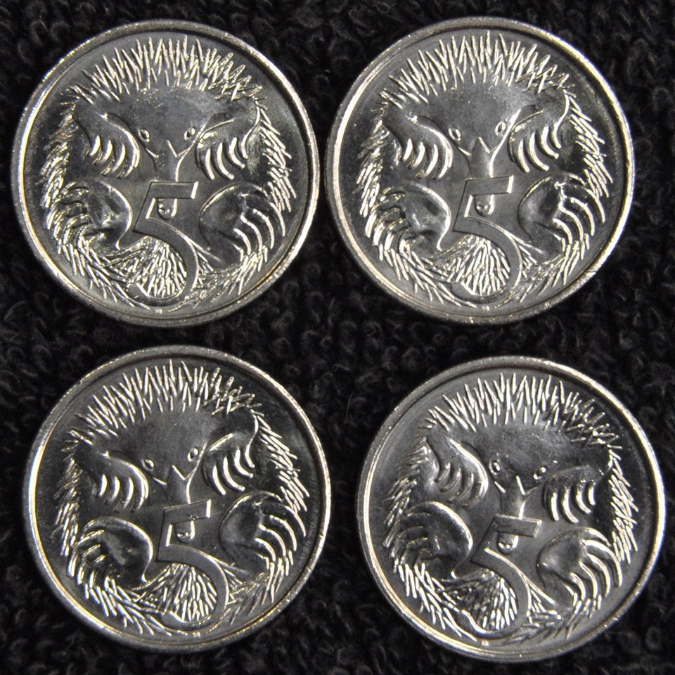 Australian Decimal coin set - 5 cent - 2019 x 4. Small bulk lot. UNC ...