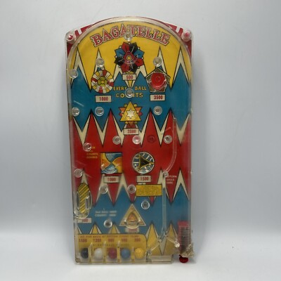 PINBALL MACHINE TOY GAME Vintage Bagatelle 5 Balls Tabletop - WORKS ...
