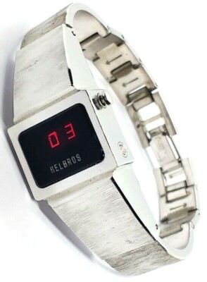 1970's Vintage Helbros LED Silver Tone Women's Bracelet Dress Watch ...