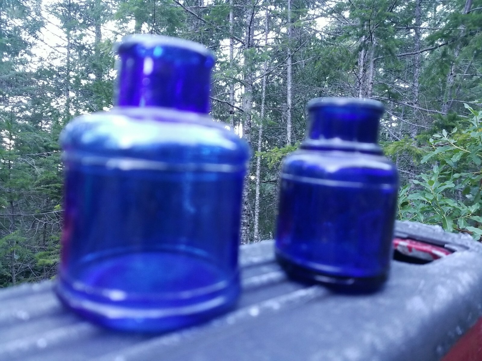Perfect Antique Pair of Cobalt Blue Ink Wells ! Clean Old Blue Ink ...