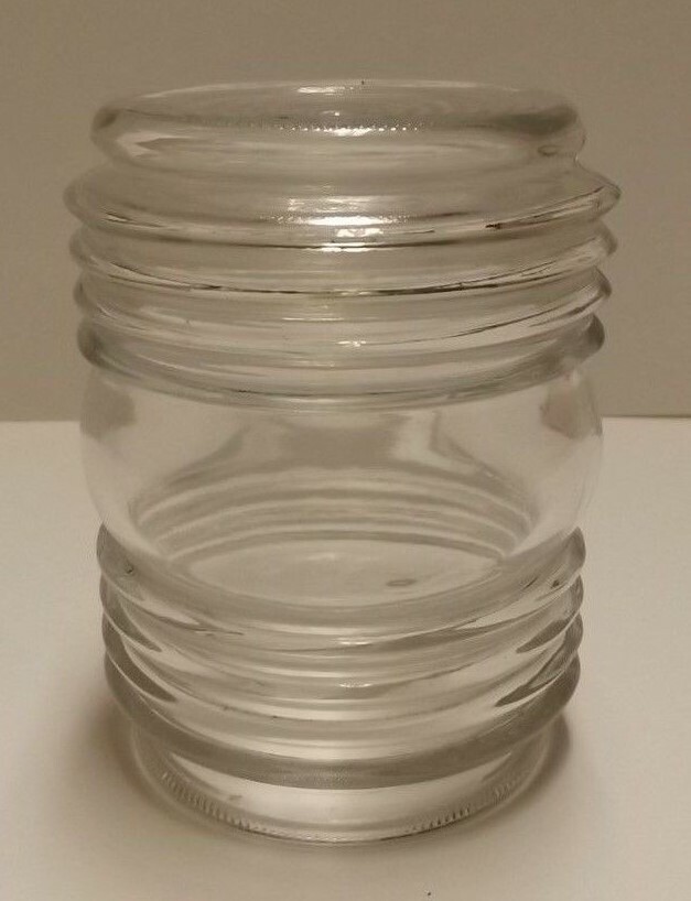CLEAR RETRO UTILITY TYPE GLASS SHADE 4 3/4" TALL 3 1/4" FITTER NEW ...