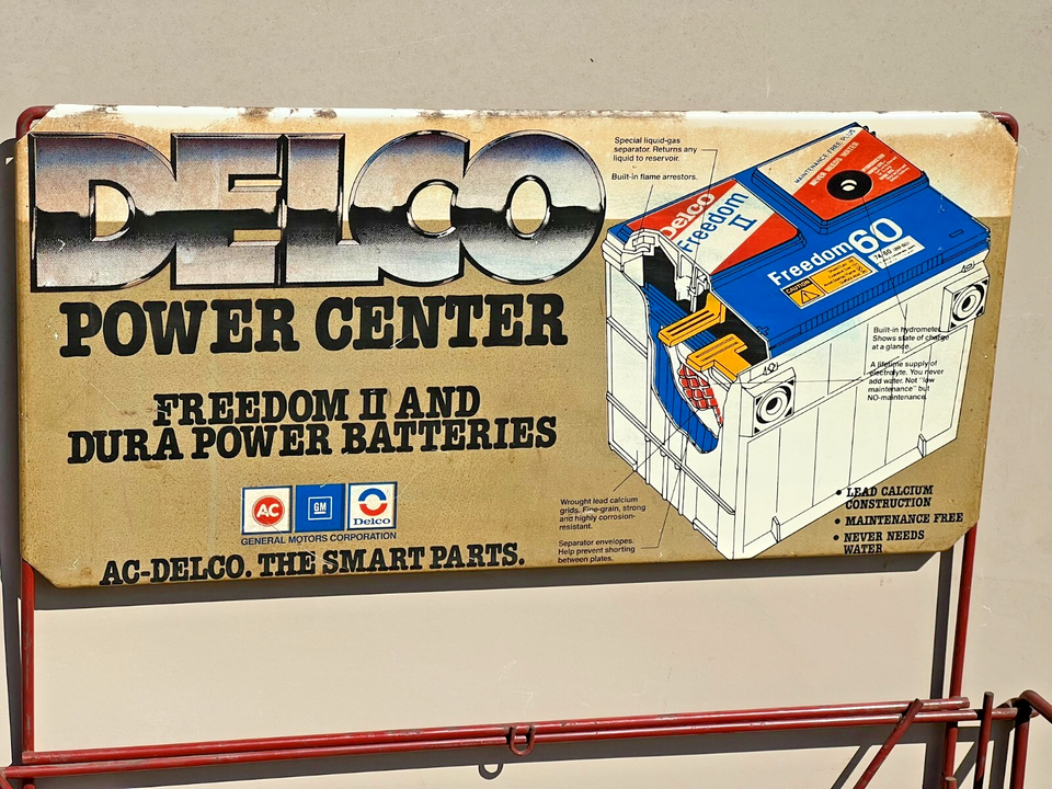 AC DELCO POWER CENTER DEALER BATTERY RACK SIGN GARAGE SERVICE STATION ...