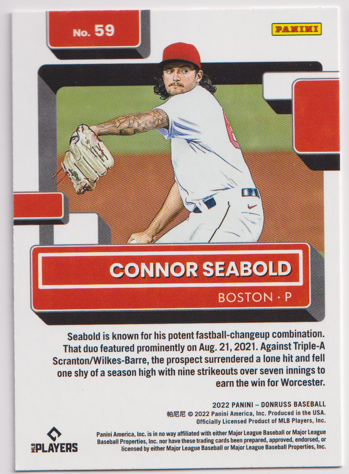 2022 Donruss #59 Connor Seabold RR Boston Red Sox | eBay