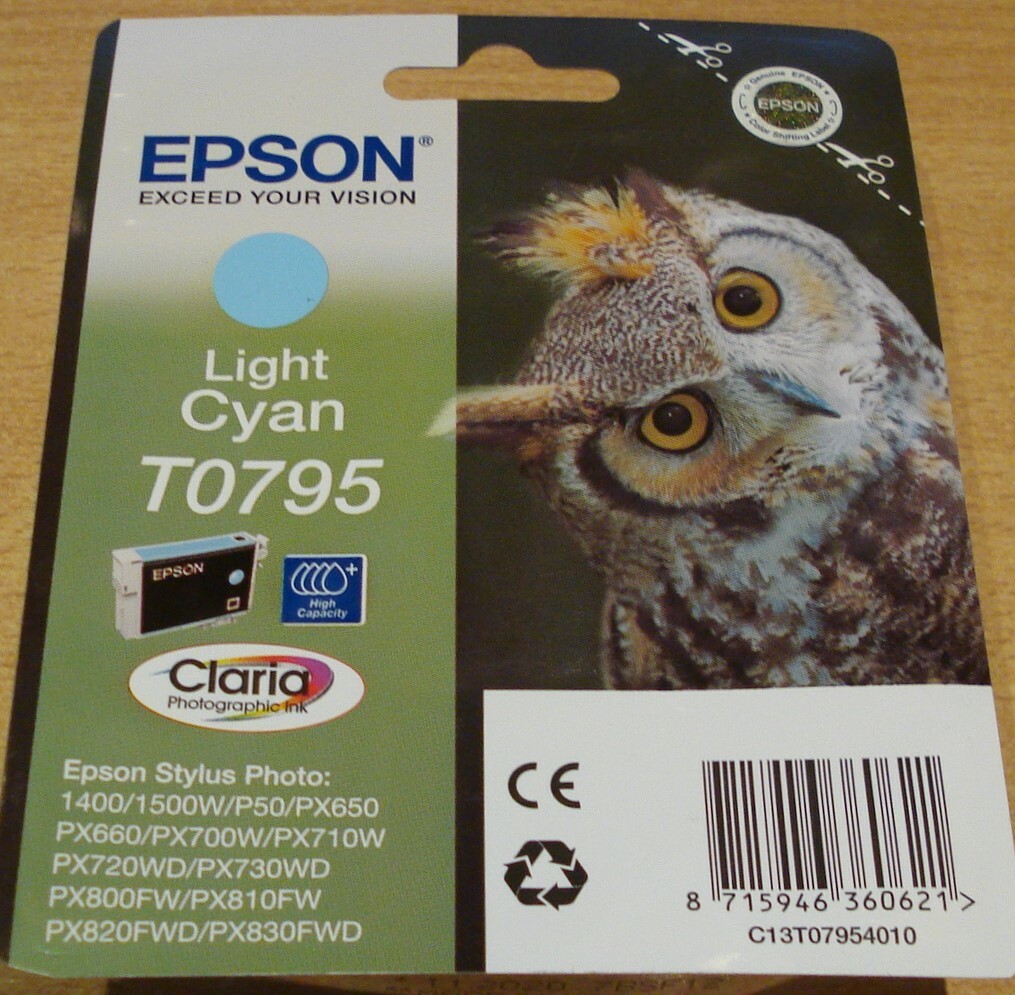 GENUINE EPSON T0795 TO795 Light Cyan cartridge vacuum sealed ORIGINAL ...