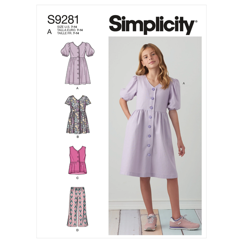 SIMPLICITY Nähmuster S9281 Mädchen' Kleider, Top Und Hose | eBay.de