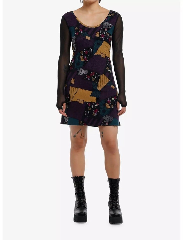 Nightmare Before Christmas Sally mesh-sleeve patchwork shift dress ...