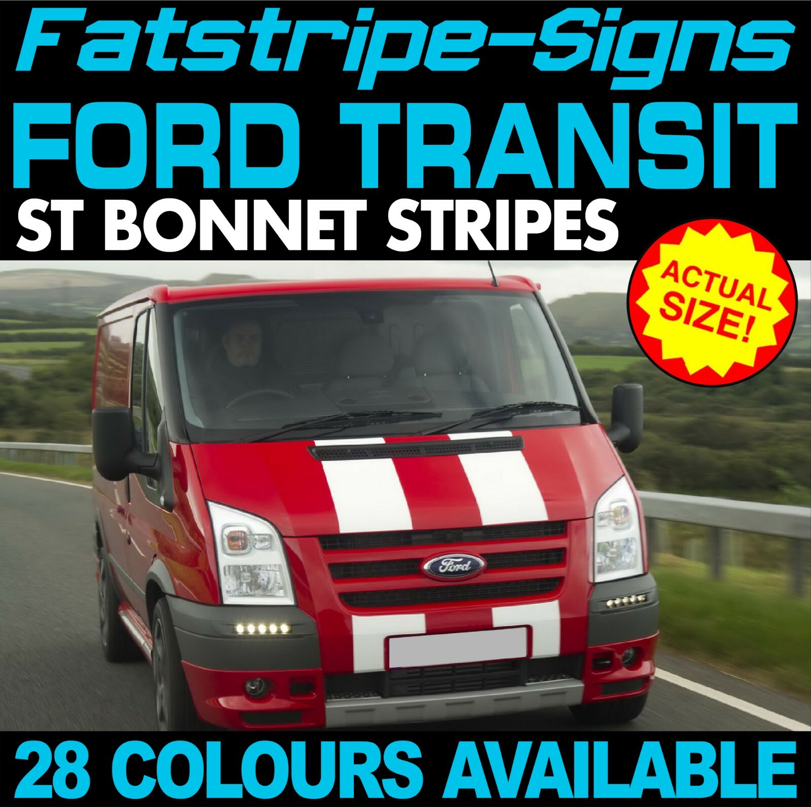 PRE CUT ANY COLOUR TRANSIT SPORT BONNET STRIPES DECALS STICKER ￡5.43 ...