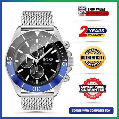 New Genuine HUGO BOSS Ocean Edition HB1513742 Mesh Strap Black Dial ...
