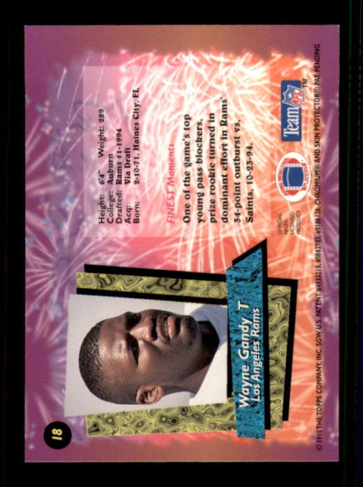 1995 Topps Finest #18 Wayne Gandy LA Rams 238118 | eBay