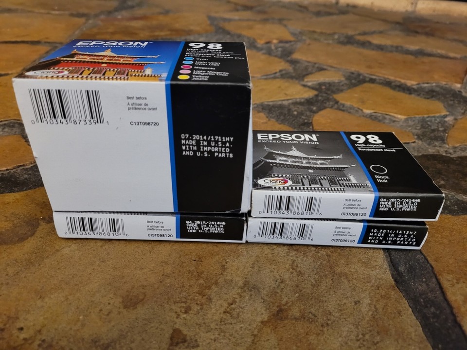 Epson 98 Lot Of 4 New Genuine Ink Set High Capacity T098920 T098120 | eBay