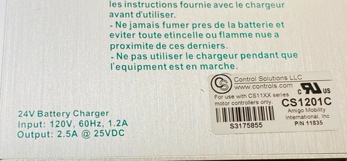 Control Solutions CS1201 24V PFC 120 Battery Charger for CS11x Series P ...