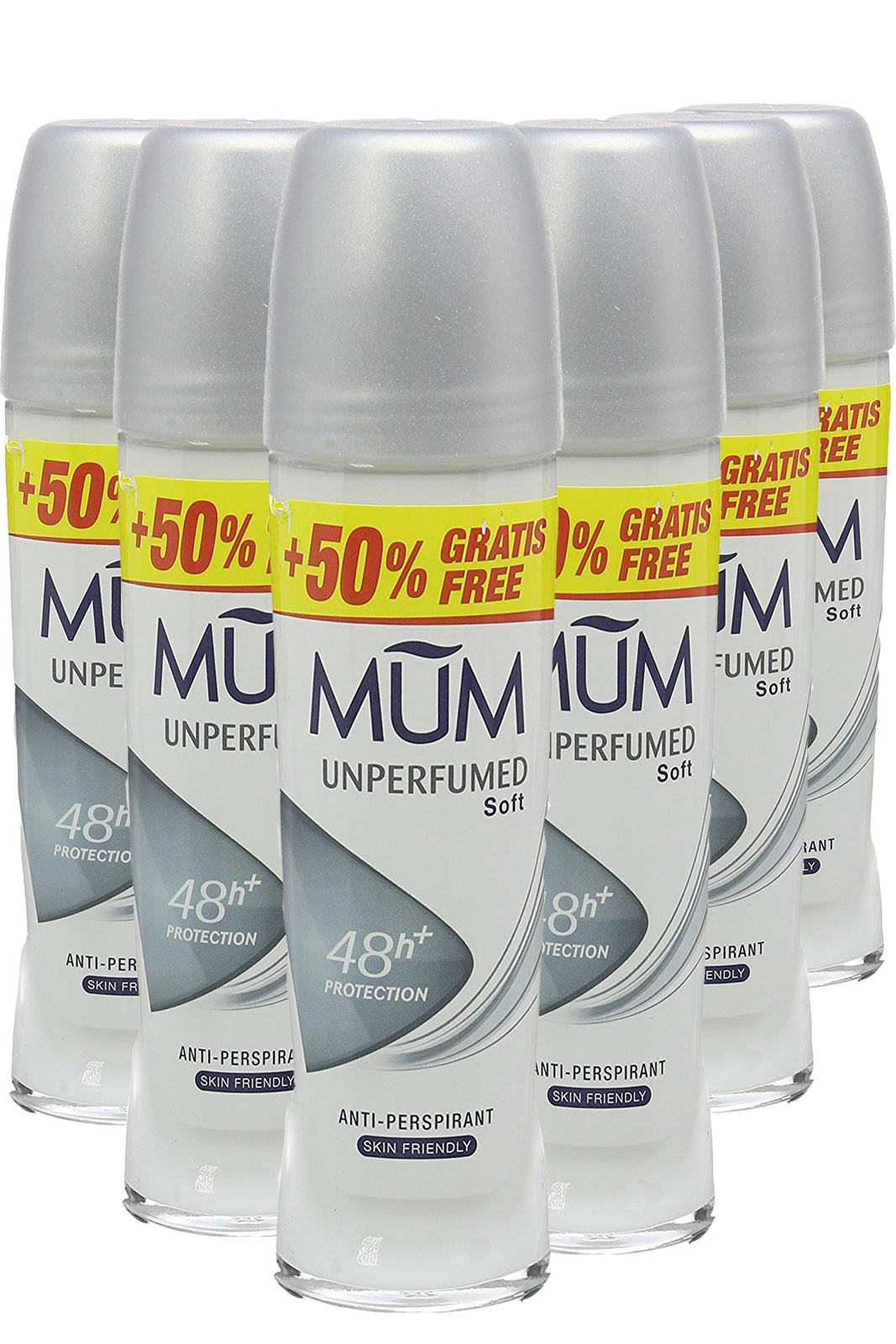 6x MUM UNPERFUMED SOFT ANTI PERSPIRANT ROLL ON DEODRANT 75ml Alcohol ...