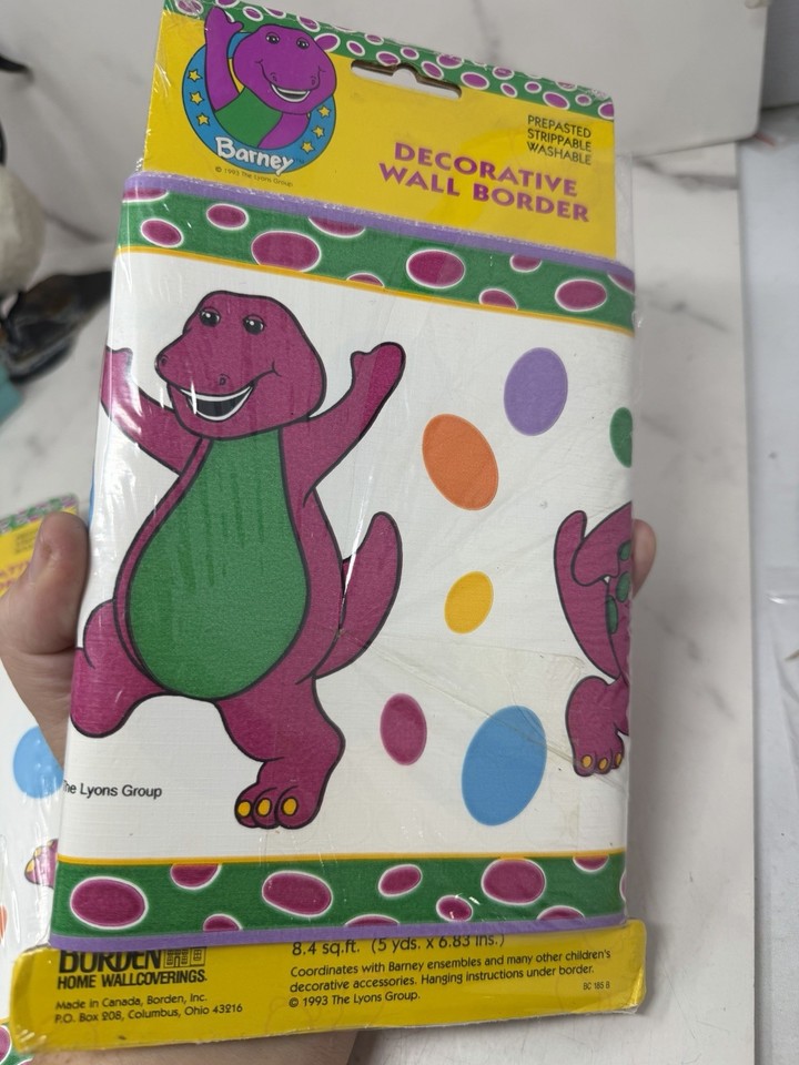 3 Packs Vintage Barney Wall Paper Border 1993 Prepasted Washable | eBay