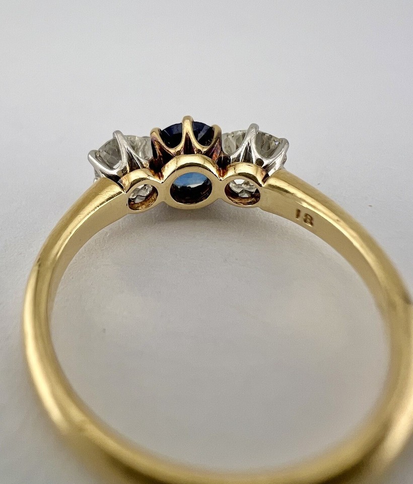 Antique Victorian 18k Gold Old European Cut Diamond & Sapphire Claw Set ...