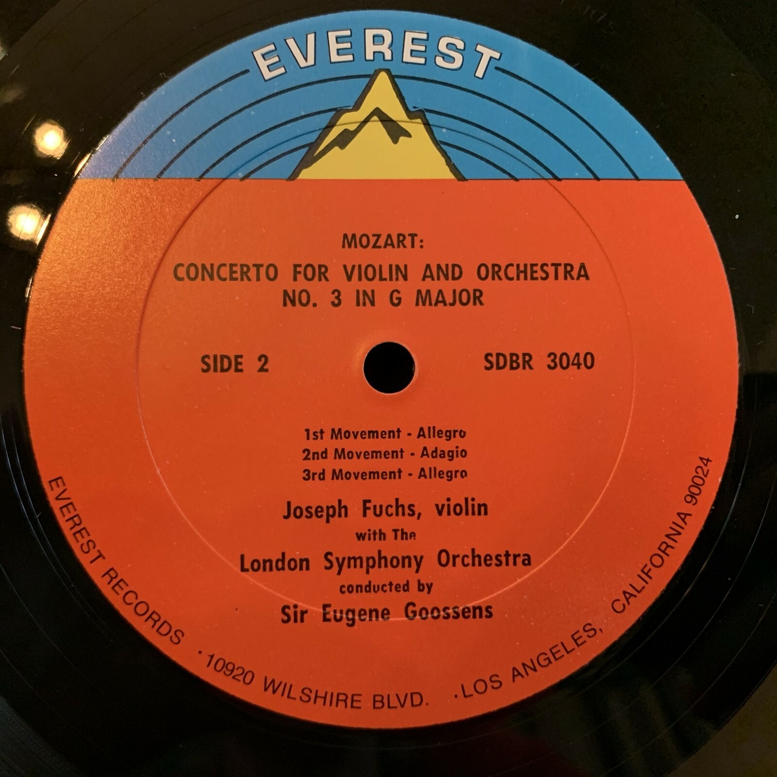 JOSEPH FUCHS violin - HINDEMITH & MOZART - Goossens - EVEREST SDBR 3040 ...