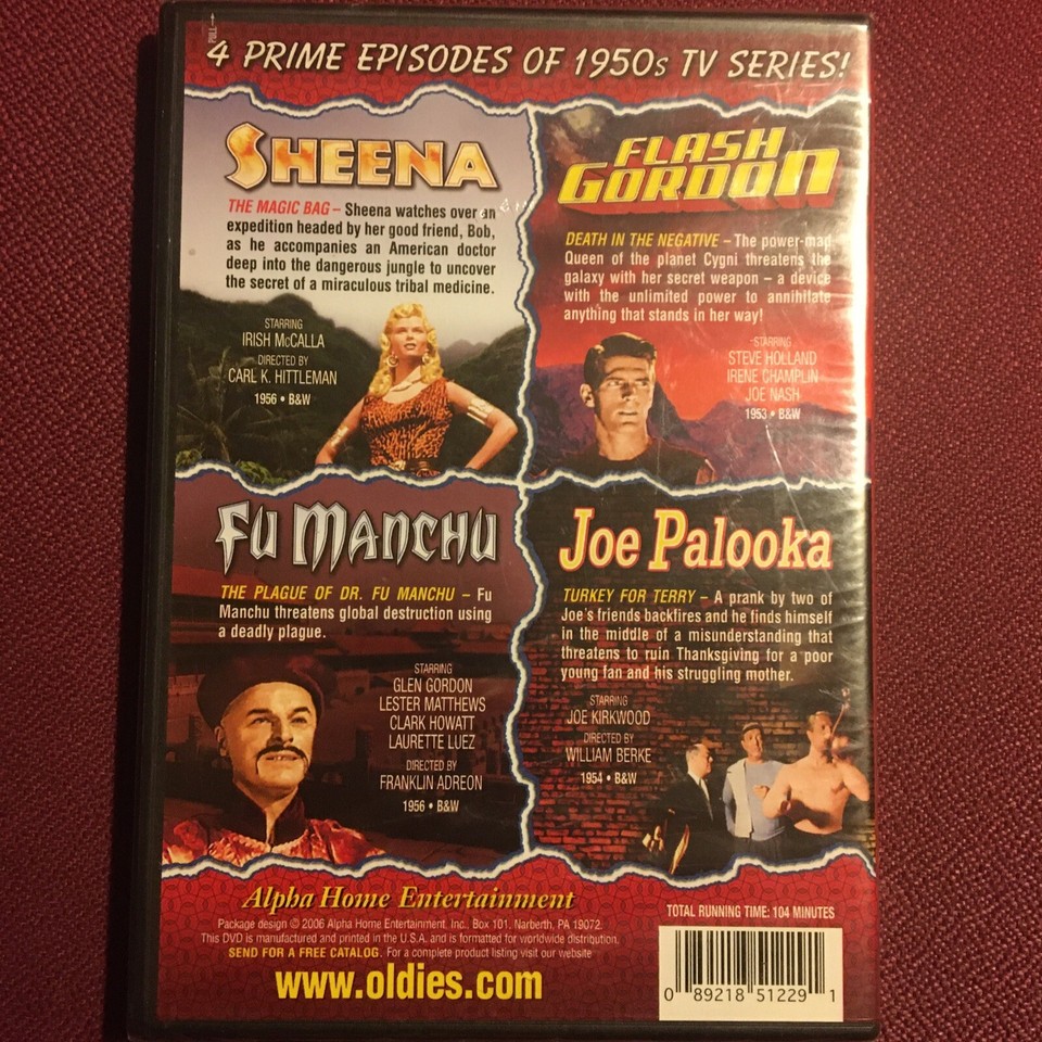 50’s ADVENTURE CLASSICS DVD Sheena FLASH GORDON Fu Manchu JOE PALOOKA ...