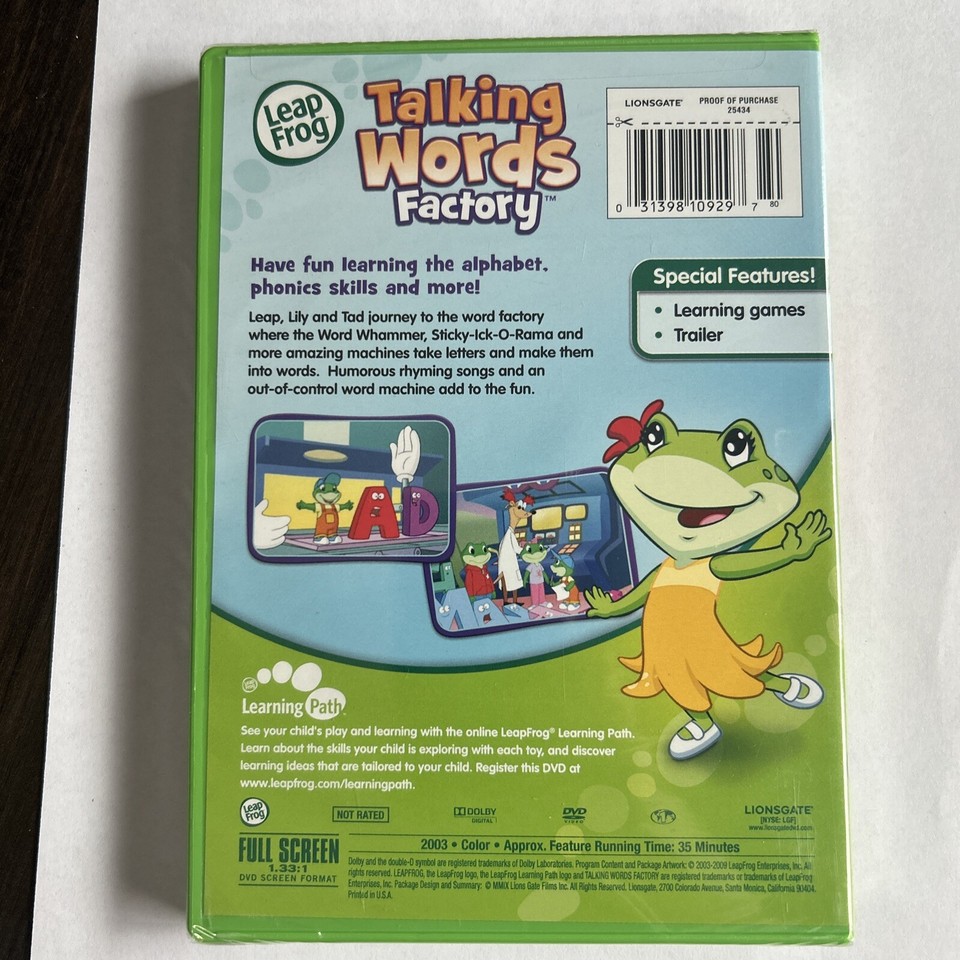 LeapFrog Talking Words Factory (DVD, 2003) NEW Sealed Kids family Free ...