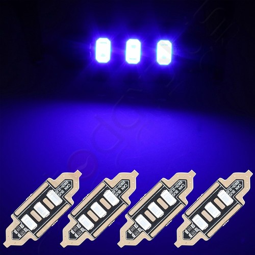 4X Blue 36mm Working Bulbs 3-SMD-5730 Car Interior Festoon Replace LED ...