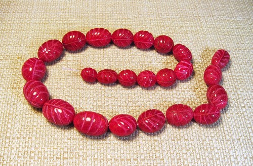 Beautiful 15" Strand of 10mm to 20mm Oval Hand Carved Ruby Beads Lot ...