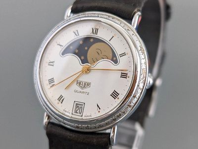 TAG Heuer HL-100C Moon Phase White Dial Swiss Quartz Men's Watch ...