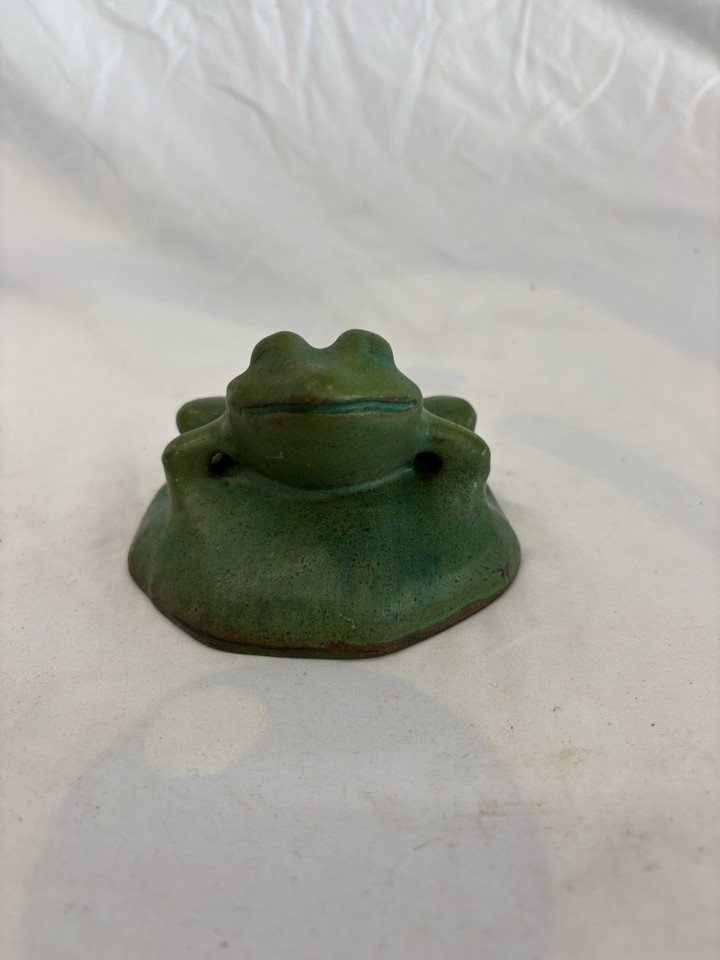 Nice vintage Fulper Pottery green-glazed ceramic frog flower frog. | eBay