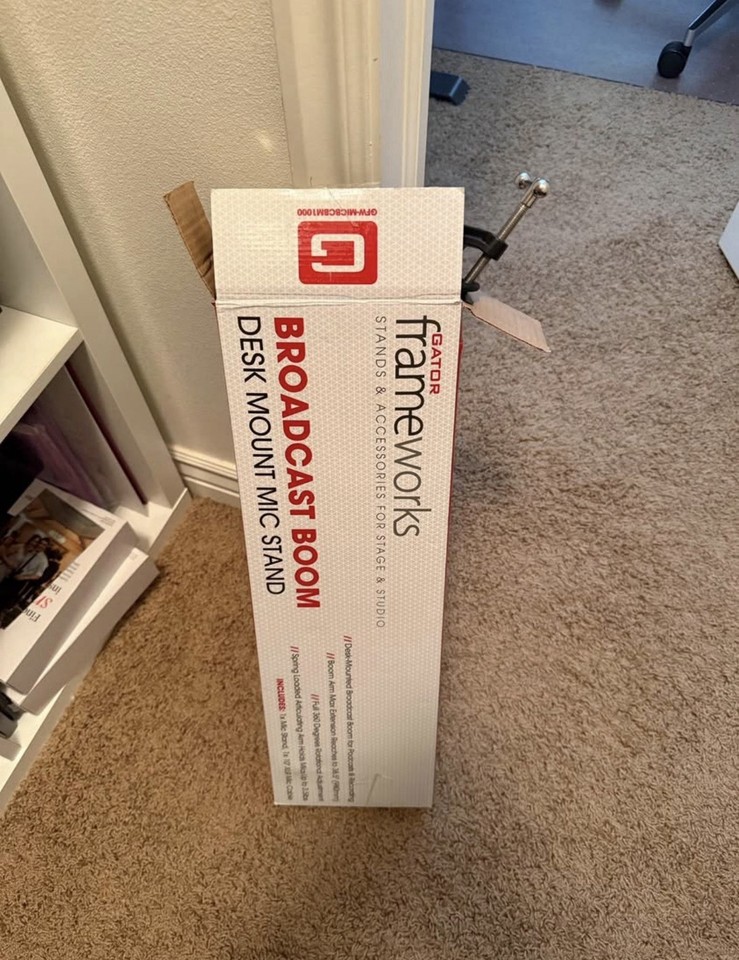 Gator Frameworks Desk-Mounted Broadcast Microphone Boom Stand w Bonus ...