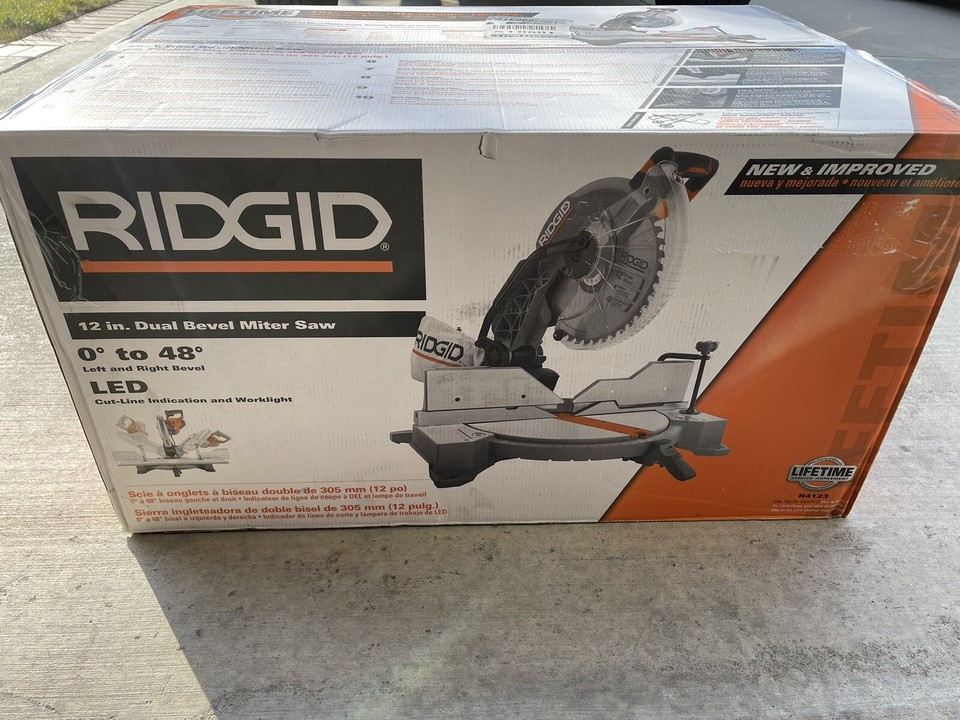 RIDGID R4123 15 Amp 12" Dual Bevel Miter Saw with LED Indicator $385 ...