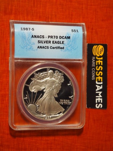 1987 S PROOF SILVER EAGLE ANACS PR70 DCAM BLUE LABEL | eBay
