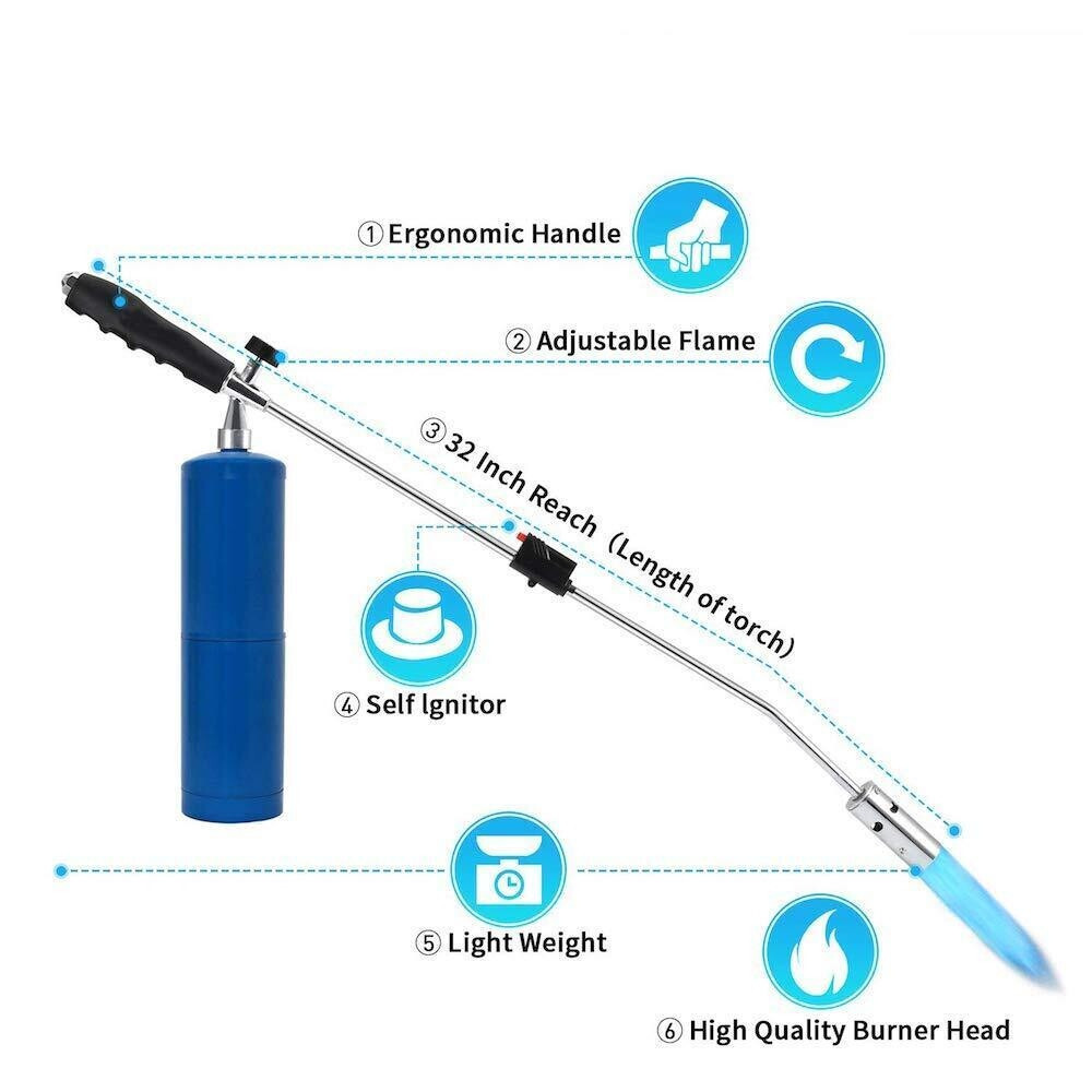 WEED BURNER KILLER WAND BUTANE GAS BLOWTORCH OUTDOOR GARDEN WEEDS MOSS ...