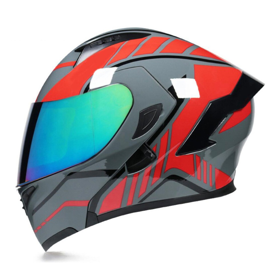 Full Face Flip Up Motorcycle Modular Helmet Integrated Motorbike Dual ...