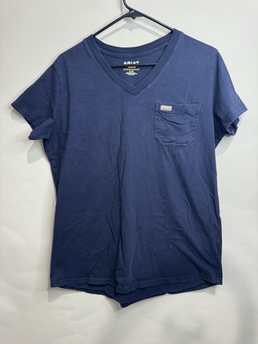 Ariat Rebar Shirt Mens XL Blue Short Sleeve Drop Tail Hem Work Pocket ...